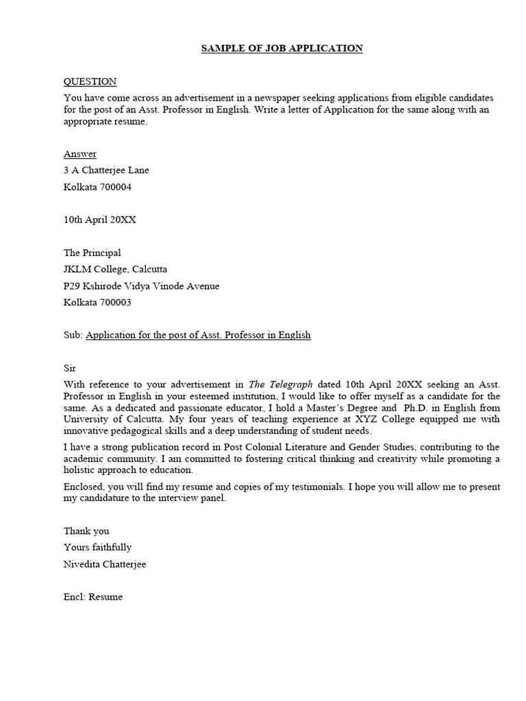 Job Application Sample +resume | PDF | Kolkata