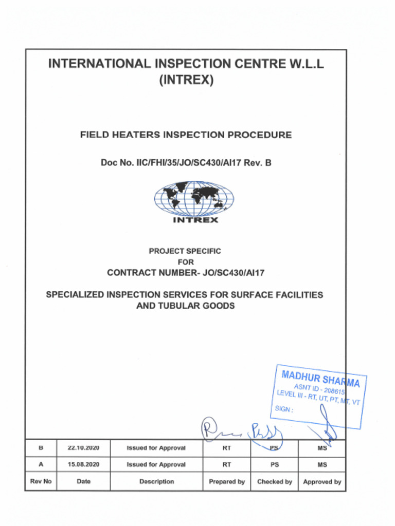 Field Heaters Inspection Procedure | PDF | Hardness | Pipe (Fluid ...