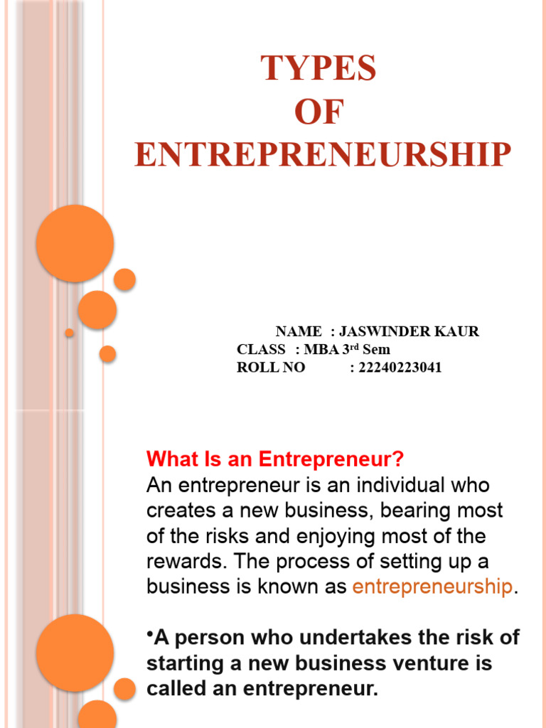 Types of Entrepreneurship | PDF
