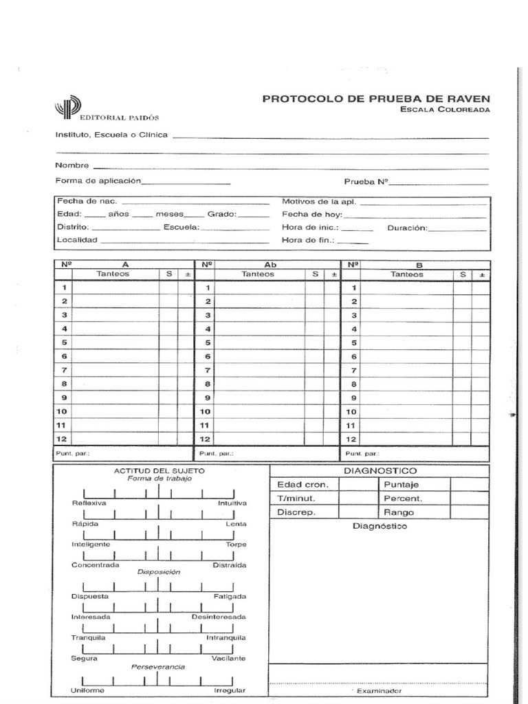 Raven Hoja de Calificación | PDF