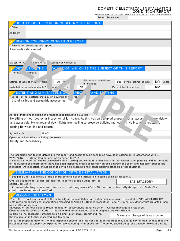 Electrical Safety Report EXAMPLE | PDF