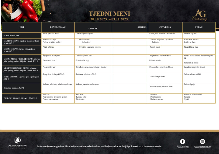 Tjedni meni HRT 21 | PDF