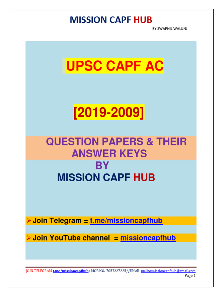 CAPF PAPER 1 (2019-2009) Question & Answer Papers | PDF | Demand | Waves