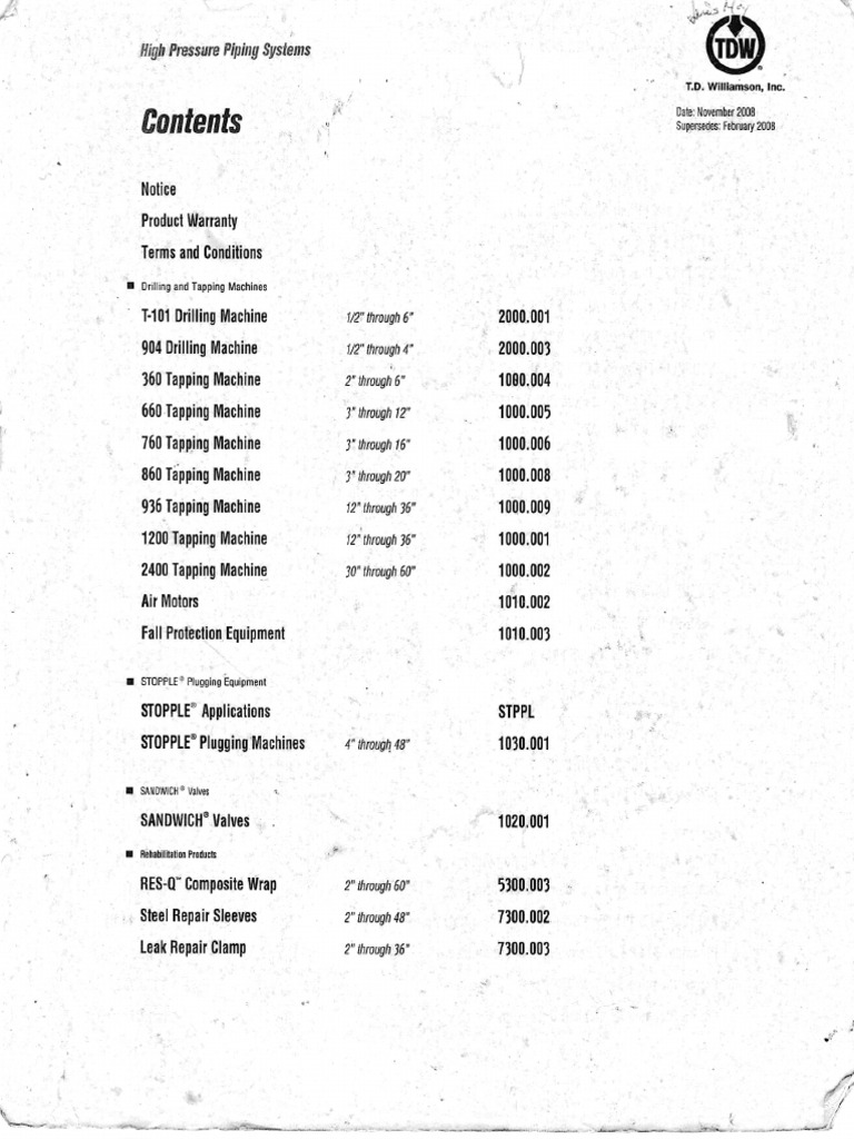 Tabla de Contenido Libro TDW Hot Tapping | PDF