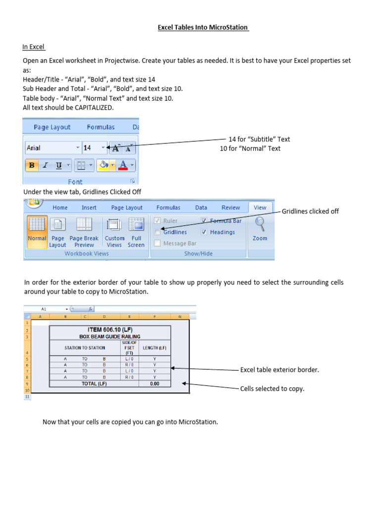 Bringing Excel Tables Into Microstation - v2 - 0 | PDF | Microsoft ...