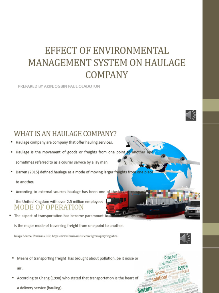 Effect of Environmental Management System On Haulage Company | PDF ...