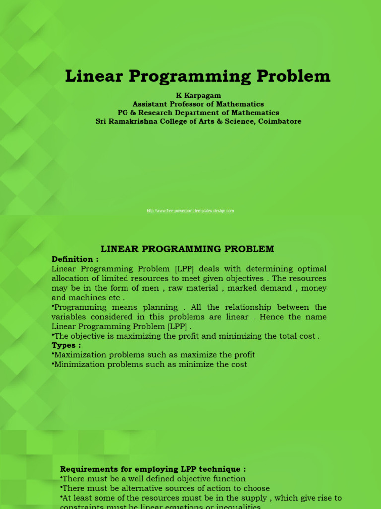 Linear Programming Problem | PDF | Linear Programming | Mathematical ... Linear Programming Problem | PDF | Linear Programming | Mathematical ...