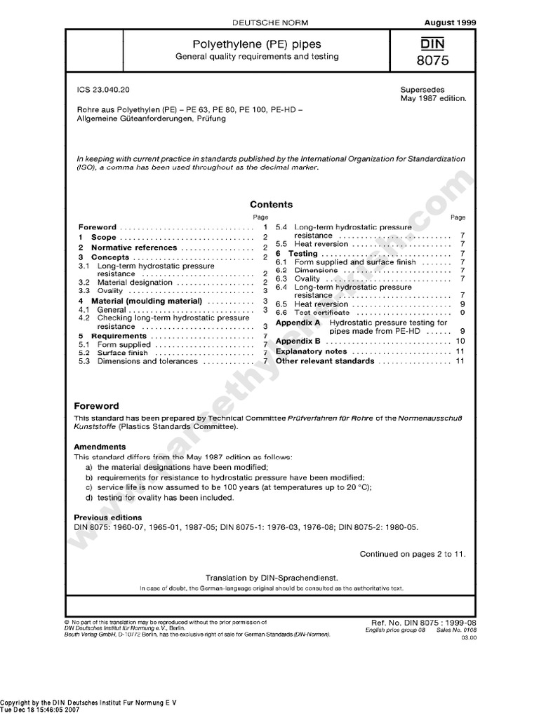 DIN 8075-١ | PDF | International Organization For Standardization | Germany