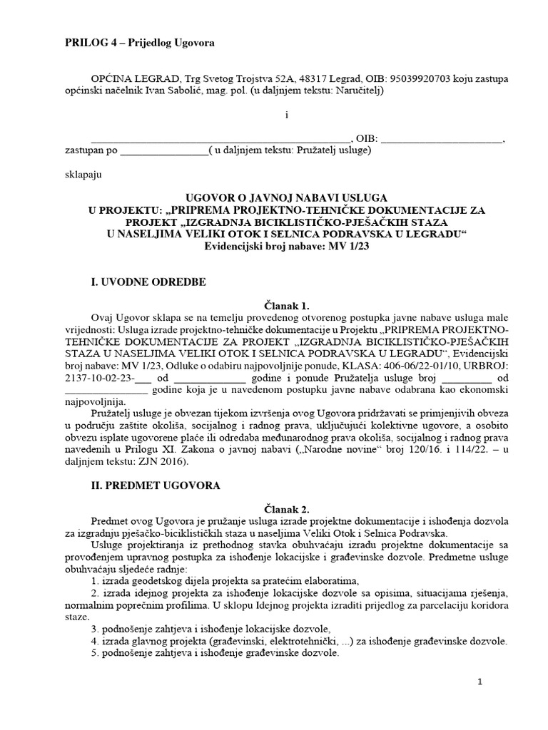 Prilog 4 - Prijedlog Ugovora | PDF