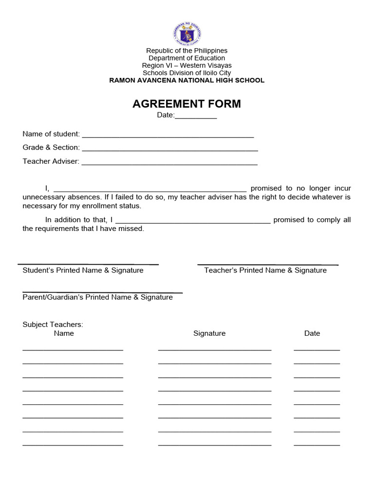 AGREEMENT-FORM-FOR-DROPPING | PDF