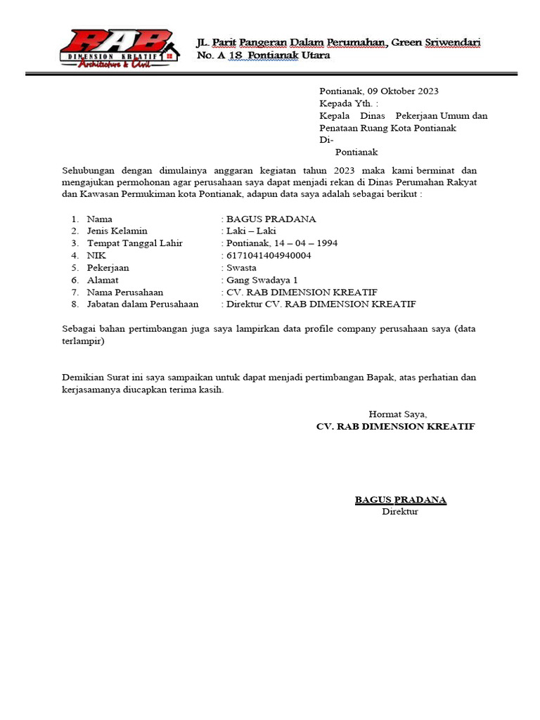 01 Surat Minat Rab | PDF