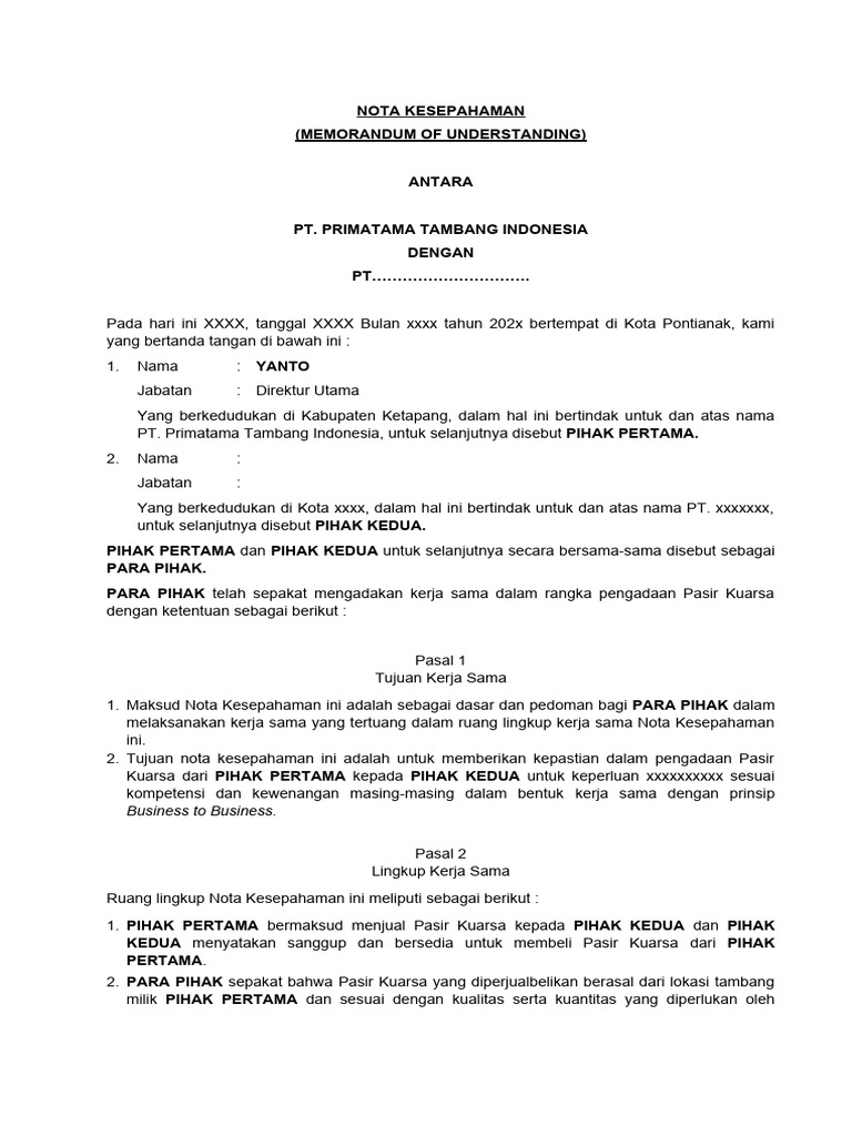 Kerja Sama Pasir Kuarsa | PDF | Hukum