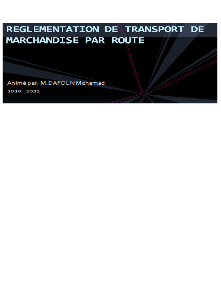 La Reglementation de Transport Routier | PDF