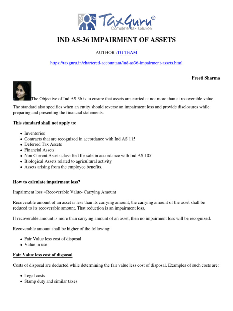 IND AS-36 Impairment of Assets | PDF | Fair Value | Goodwill (Accounting)