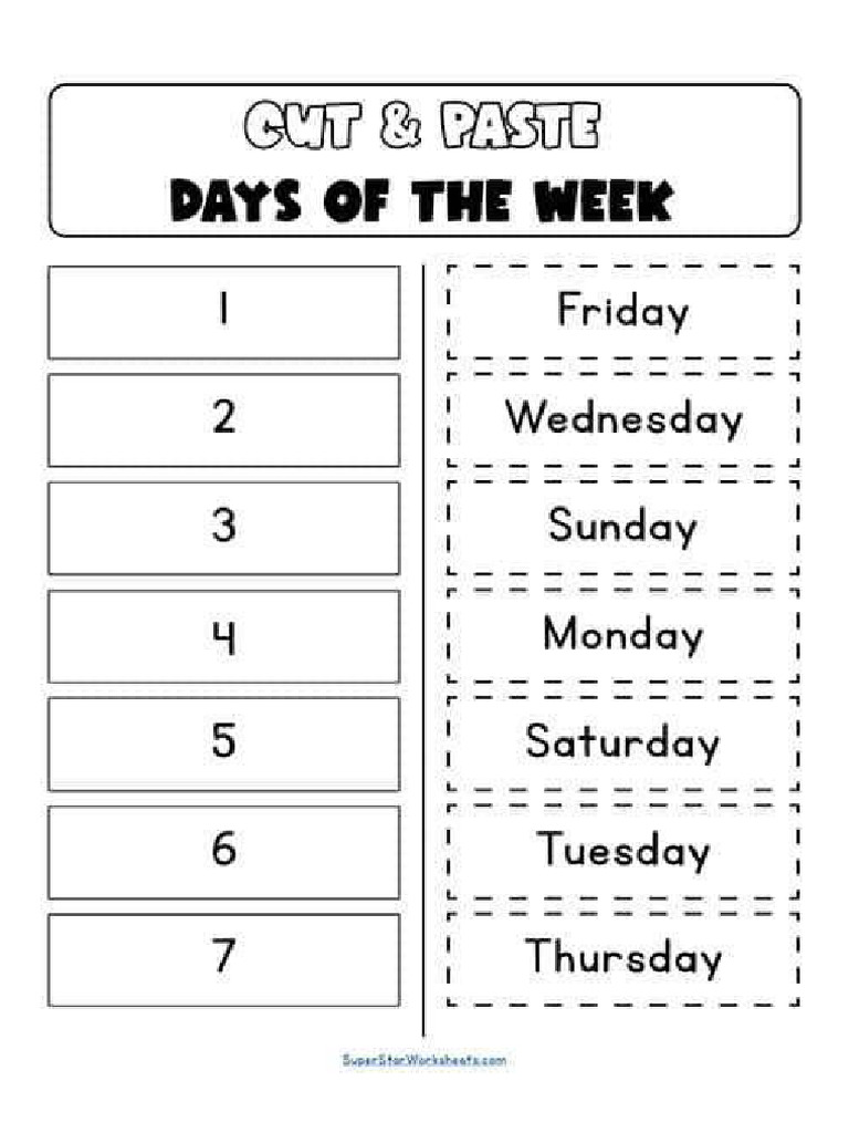 Free Days of The Week Worksheets! | PDF