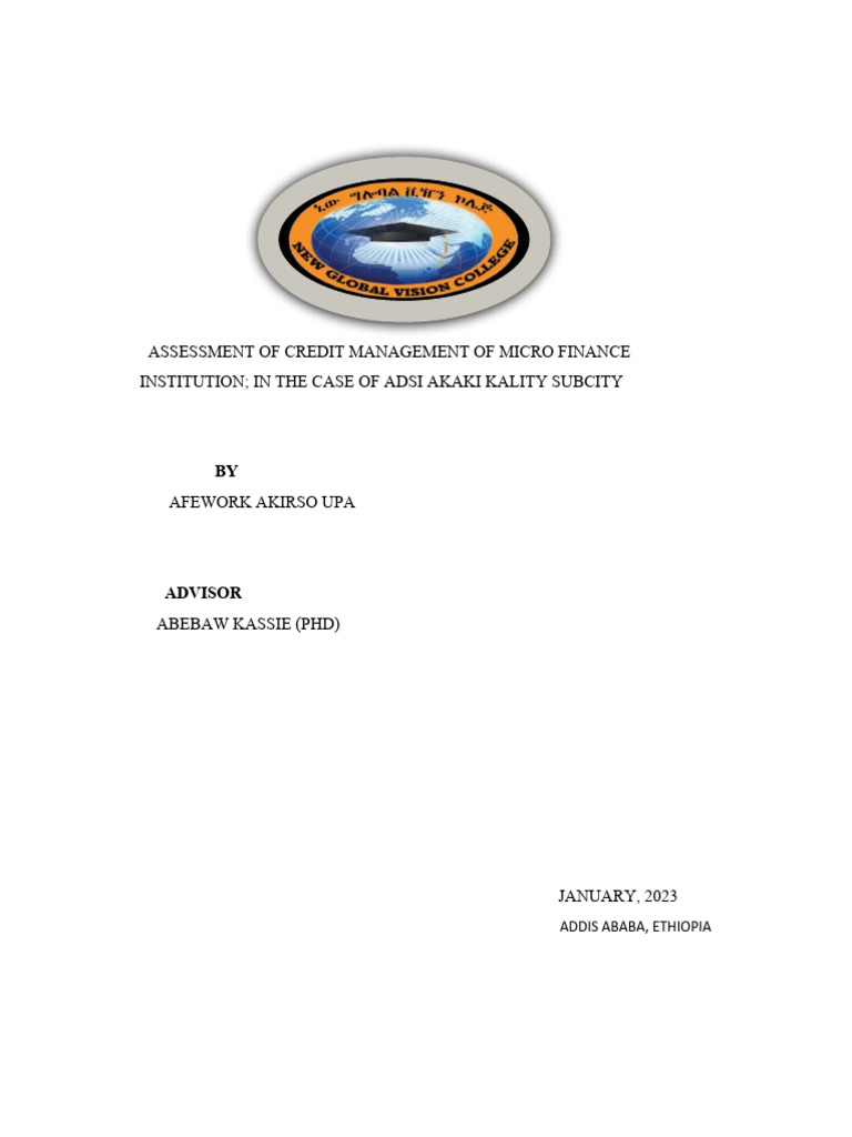 Afework Edited Proposal After Comment | PDF | Microfinance | Loans