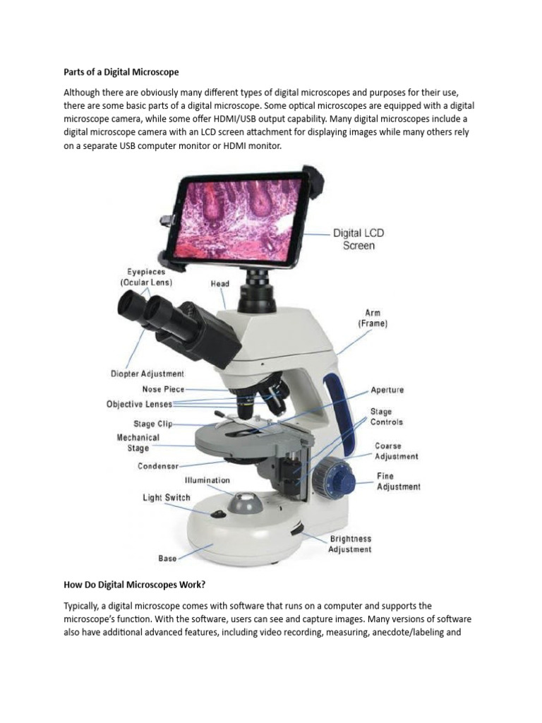Parts of A Digital Microscope | PDF | Optics | Electromagnetic Radiation