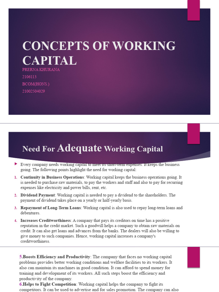 Concepts of Working Capital | PDF | Working Capital | Credit