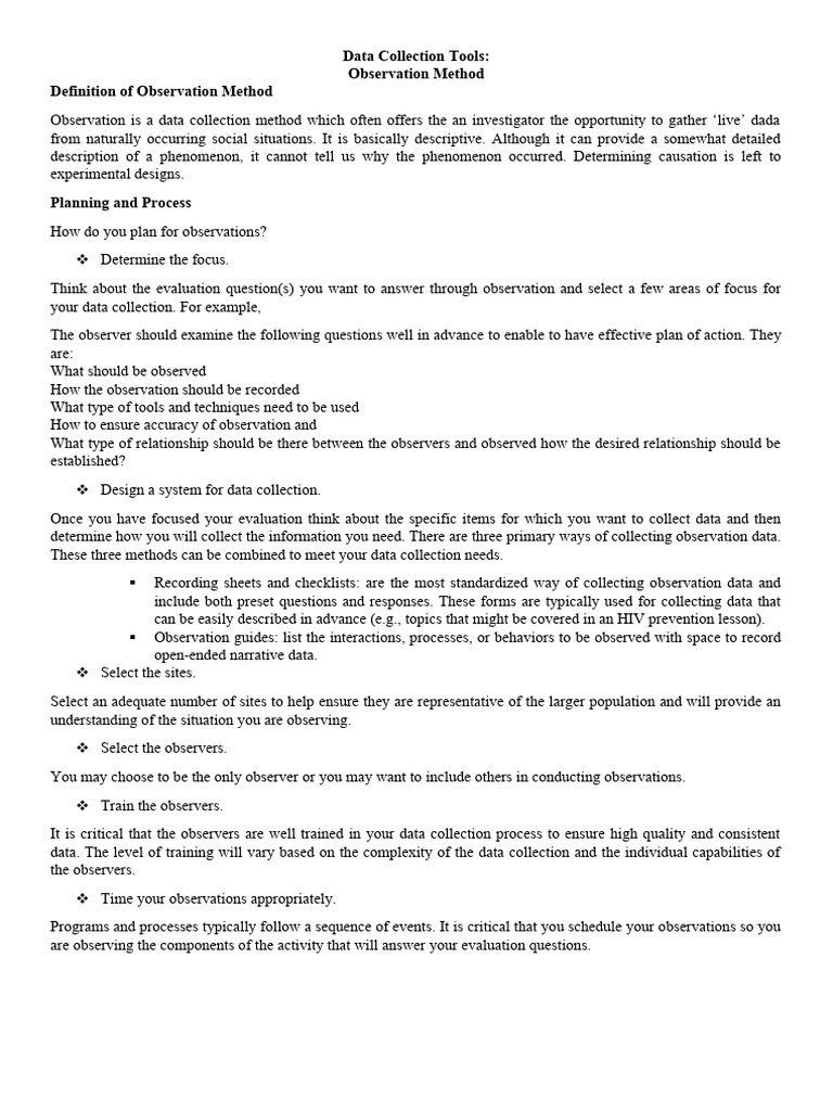 Observation Method | PDF | Libraries | Observation
