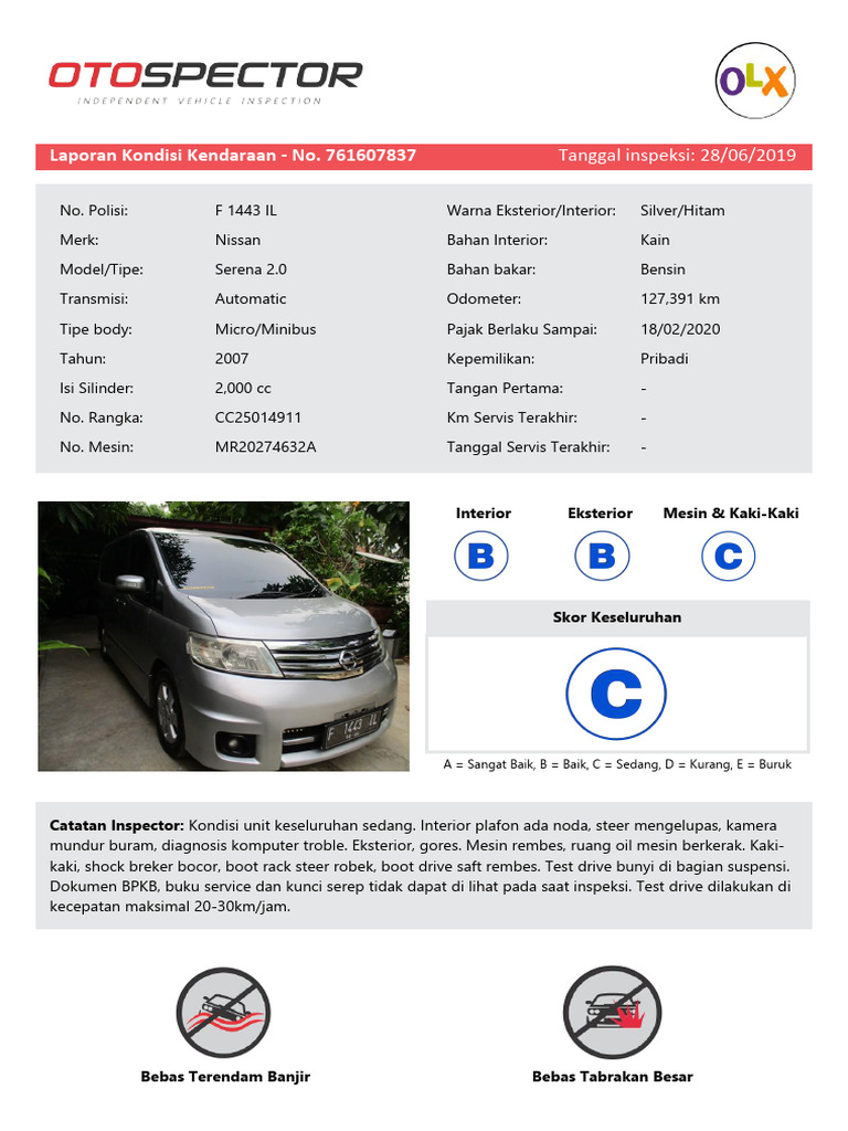 Laporan Inspeksi Mobil | PDF