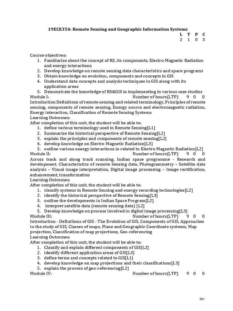 Remote Sensing & GIS Course Overview | PDF | Geographic Information ...