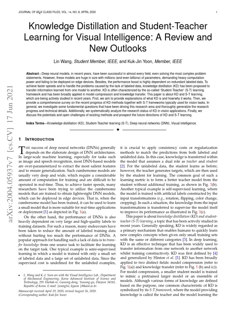 Knowledge Distillation and Student-Teacher Learning For Visual ...