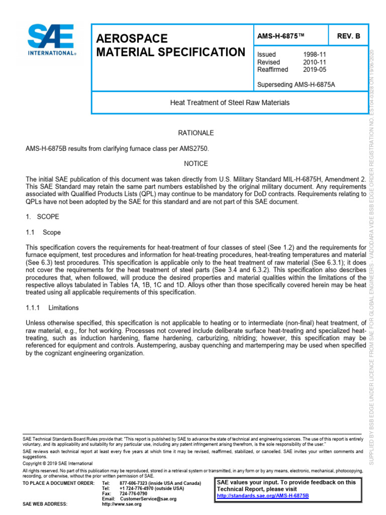 Ams H 6875 | PDF | Heat Treating | Steel