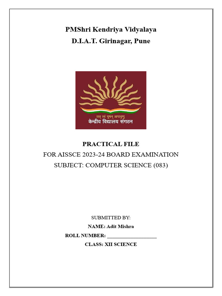 CS Practical | PDF | Databases | Computer File