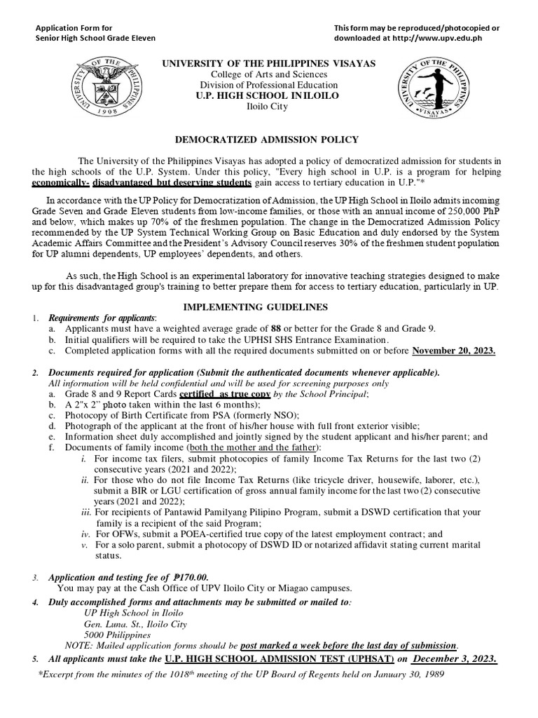 SHS Application Form Ay 2024 2025 231016 | PDF