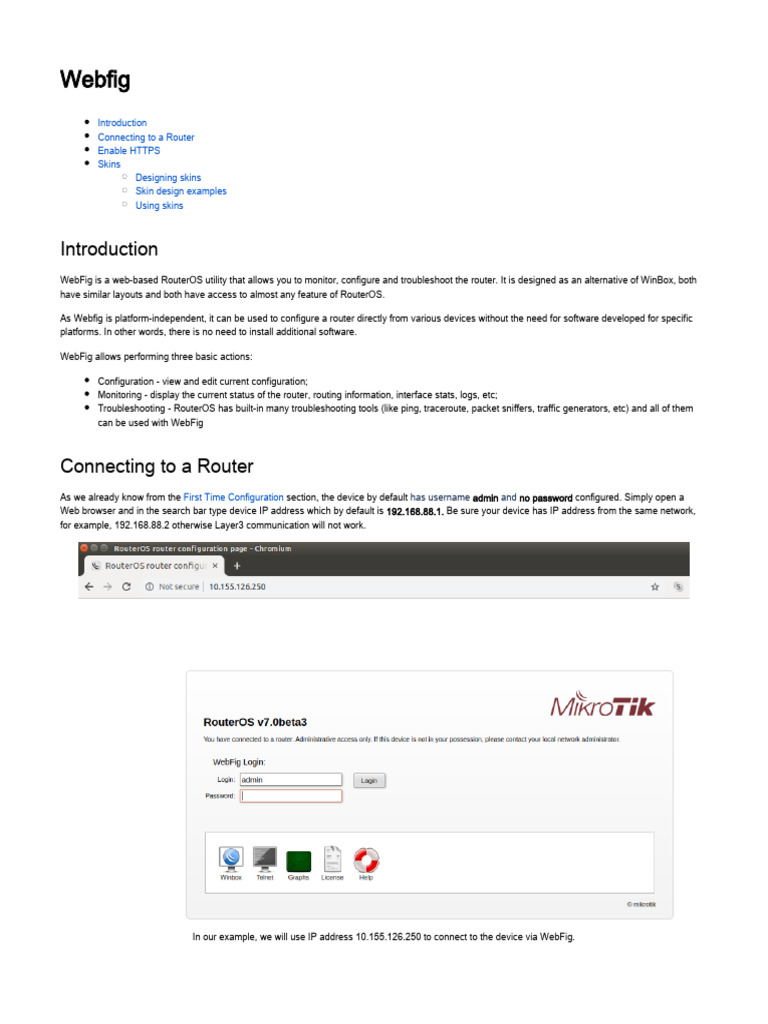WebFig RouterOS Configuration Guide | PDF | Public Key Certificate | Router (Computing)
