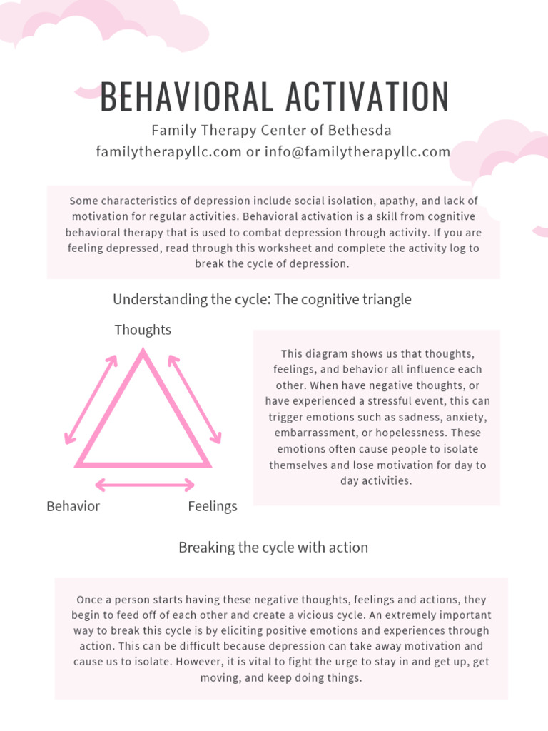 Behavioral Activation Worksheet Activity Log 1 1 | PDF | Feeling | Emotions