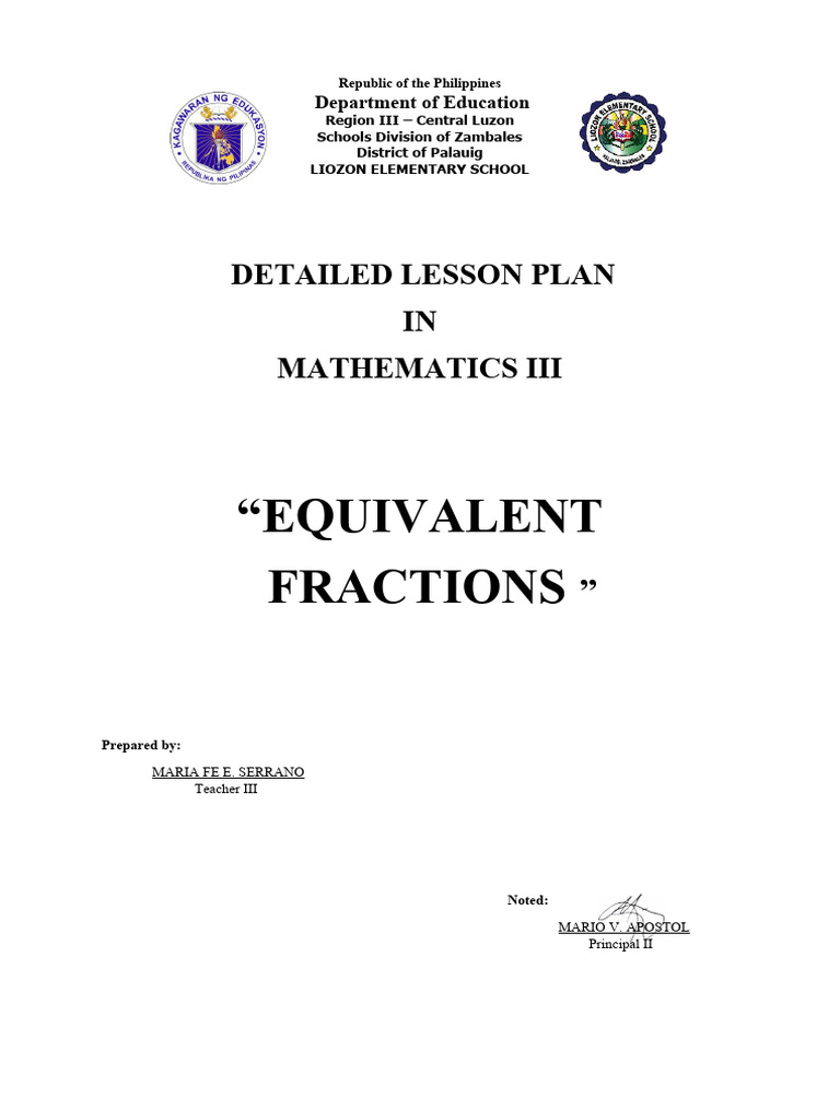 DLP in Math 3 Equivalent Fractions | PDF | Human Communication | Cognition