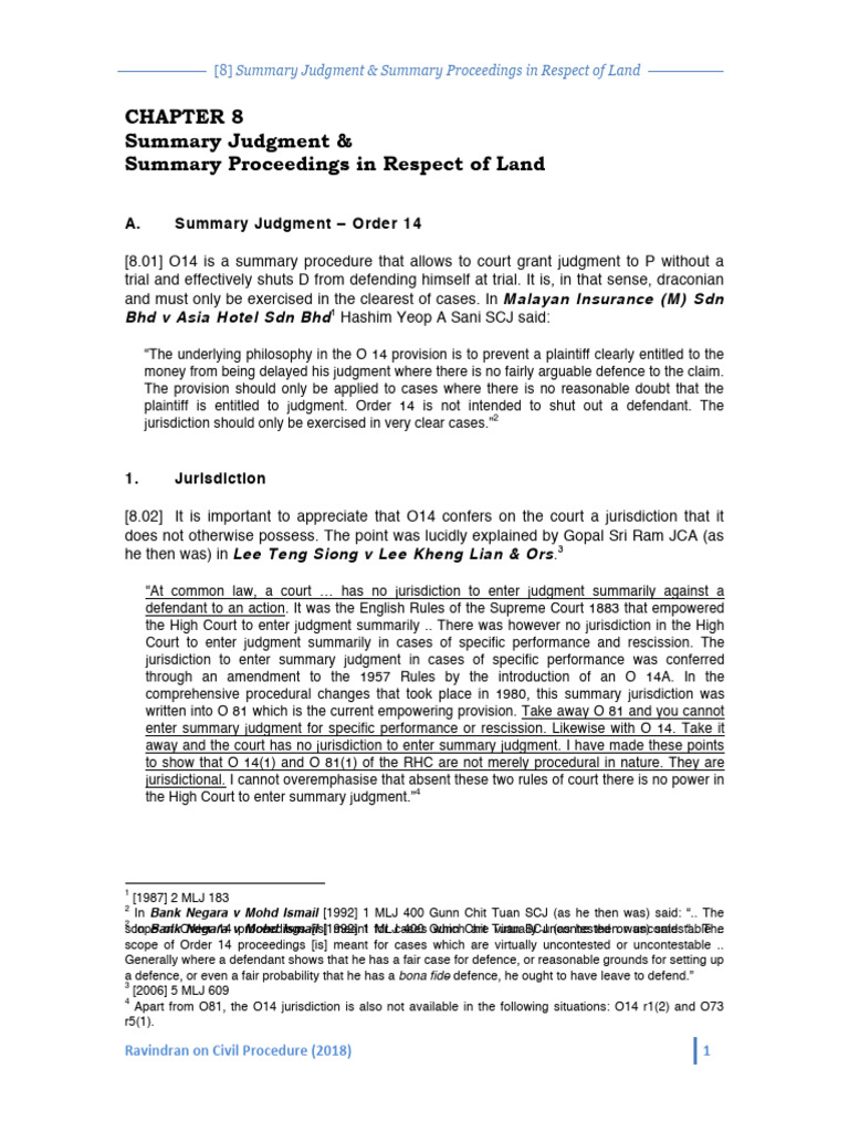 (Chap 8) Summary Judgment | PDF | Judgment (Law) | Summary Judgment