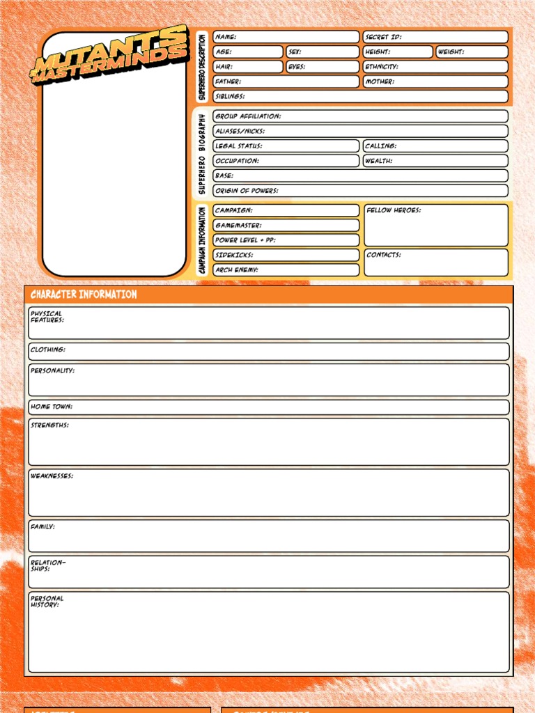 M&M 2e Character Sheet | PDF