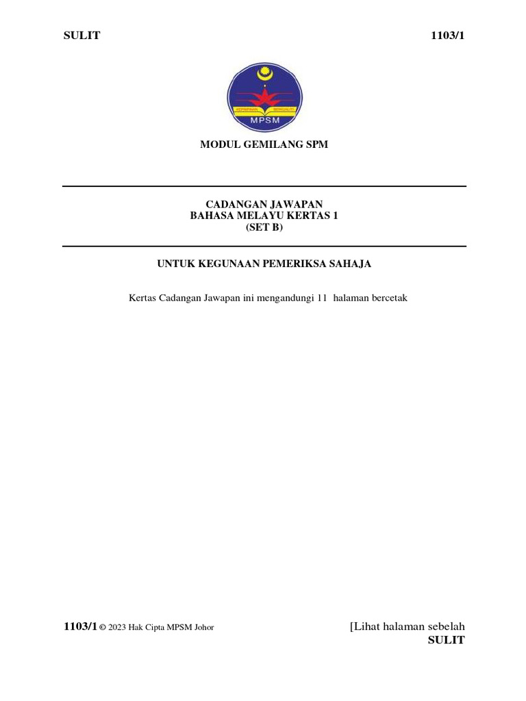 BM K1 Set B - Skema | PDF | Karier & Perkembangan