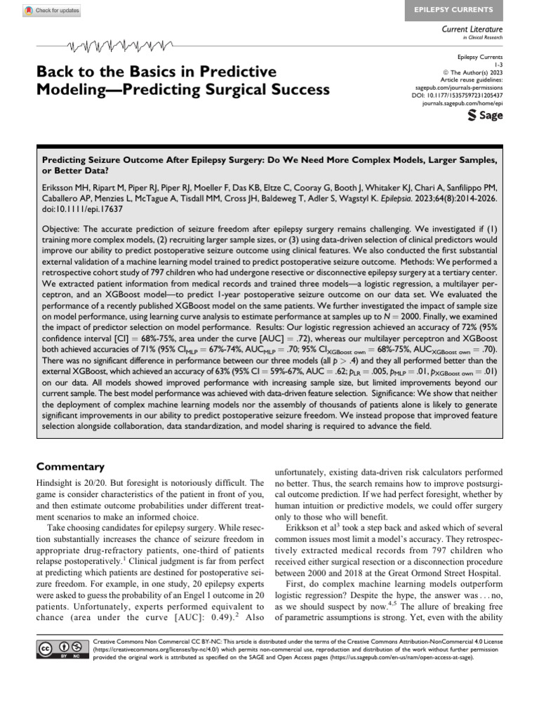 Terman 2023 Back To The Basics in Predictive Modeling Predicting ...