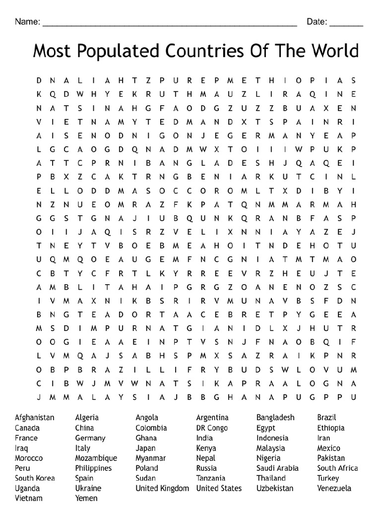 Puzzle Most Populated Countries Around The World | PDF