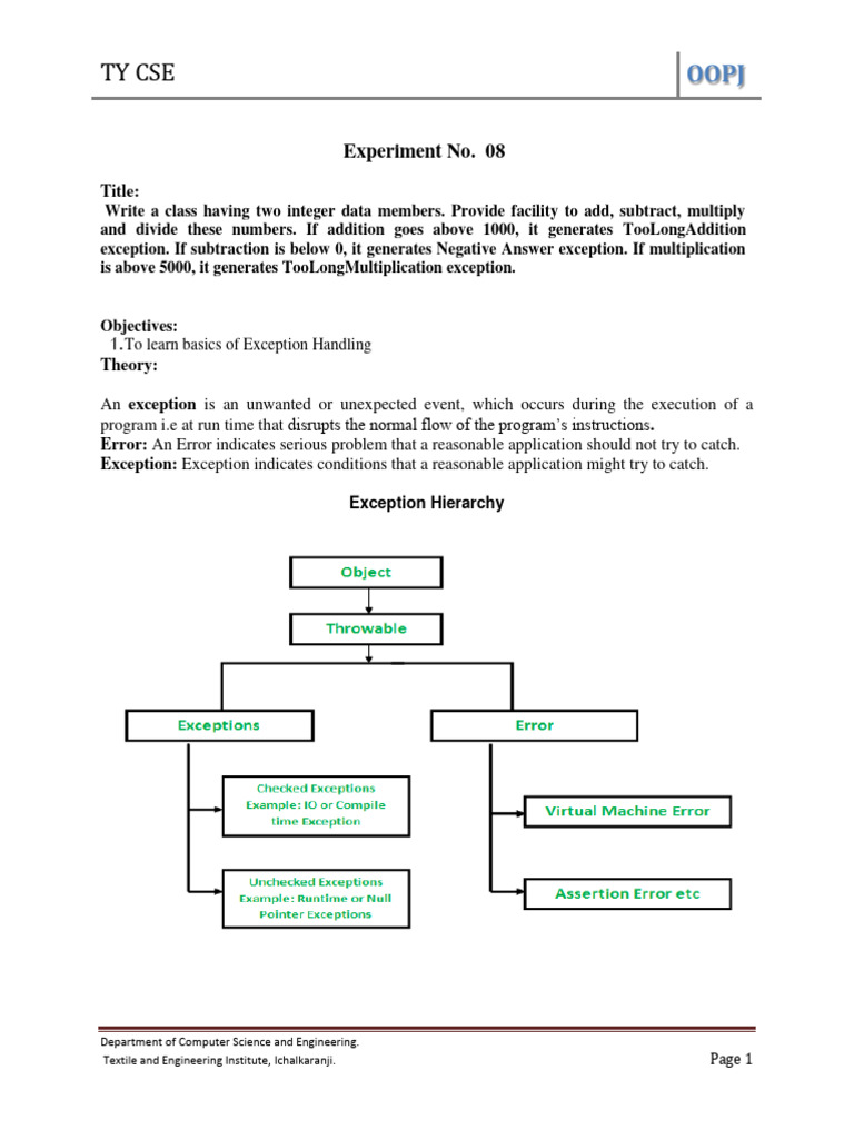 Ty Cse: Experiment No. 08 | PDF | Constructor (Object Oriented Programming) | Programming