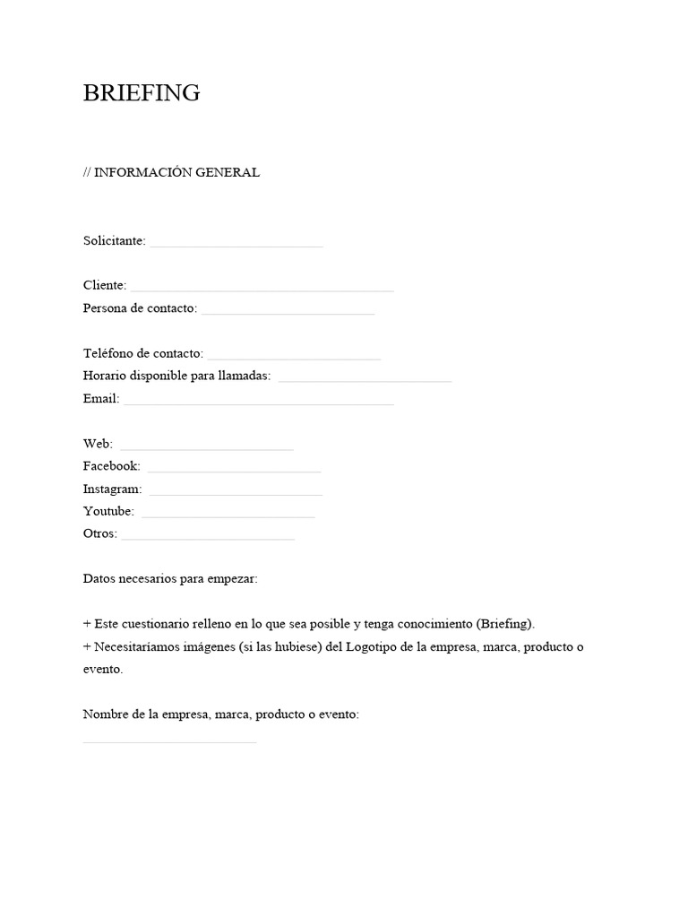 Plantilla de Briefing Completo | PDF | Marca | Business