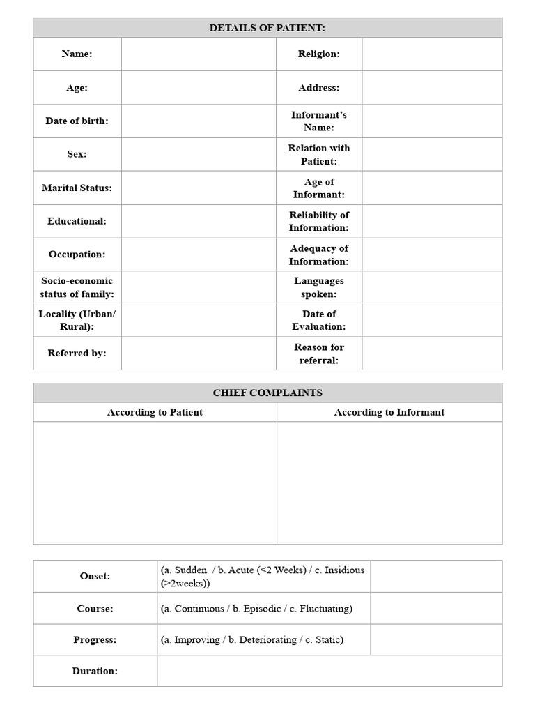 Intake Interview Form | PDF | Human Communication | Medicine