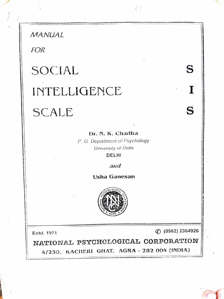 Social Intelligence Scale Manual | PDF | Intelligence | Validity ...
