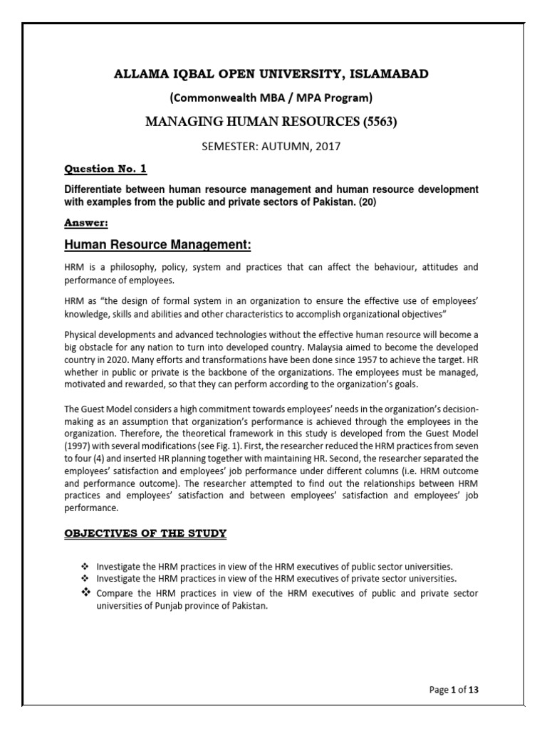 HRM vs HRD in Pakistan's Universities | PDF | Human Resource Management ...
