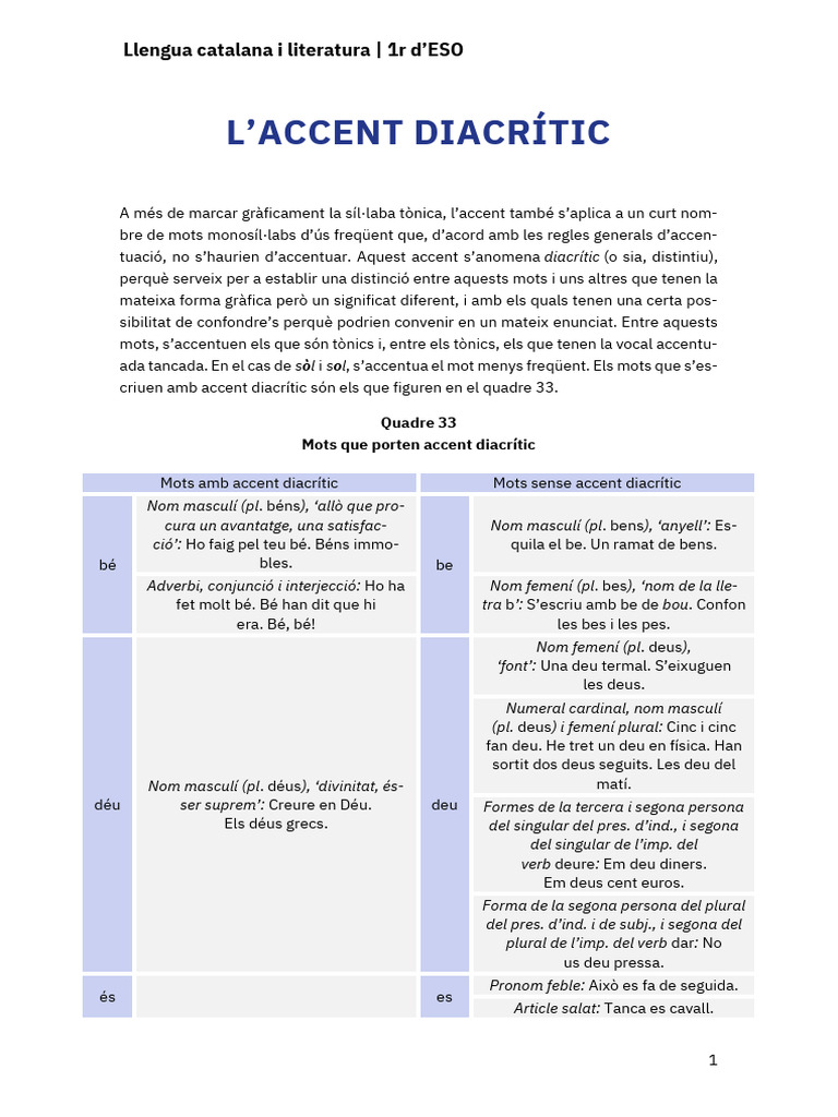 L'accent Diacrític | PDF