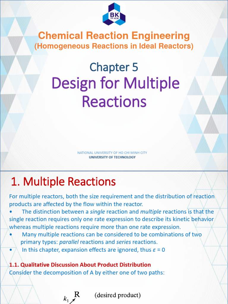CRE Chapter 5-Design For Multiple Reactions - K192 | PDF | Chemical Reactor | Chemical Reactions