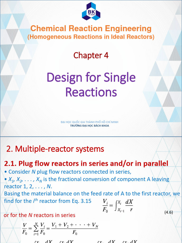 CRE Chapter 4-Design For Single Reactions-K192 Part 4.2 | PDF | Chemical Reactor | Unit Processes