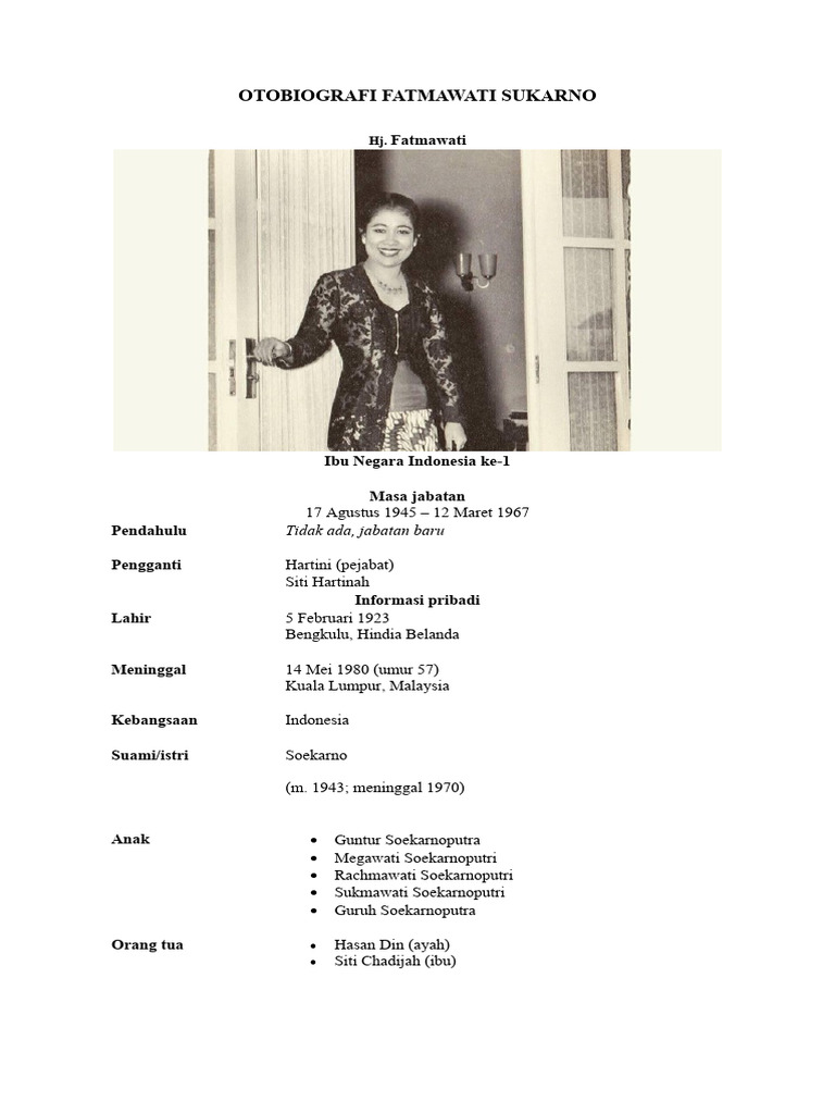 Biografi Fatmawati Soekarno, Ibu Negara | PDF