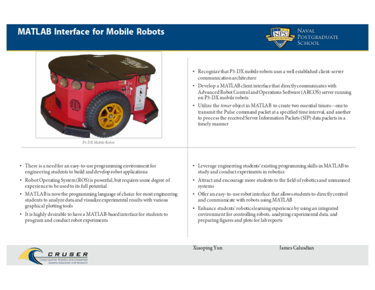 Matlab Interface For Mobile Robots Download Free Pdf Matlab Robot 