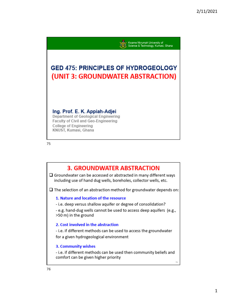 Unit 3 Groundwater Abstraction | PDF | Aquifer | Groundwater