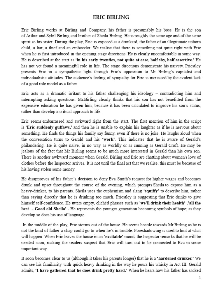Eric Birling | PDF