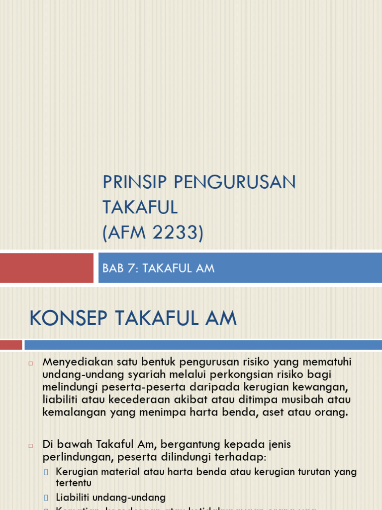 Bab 7 Takaful Am | PDF